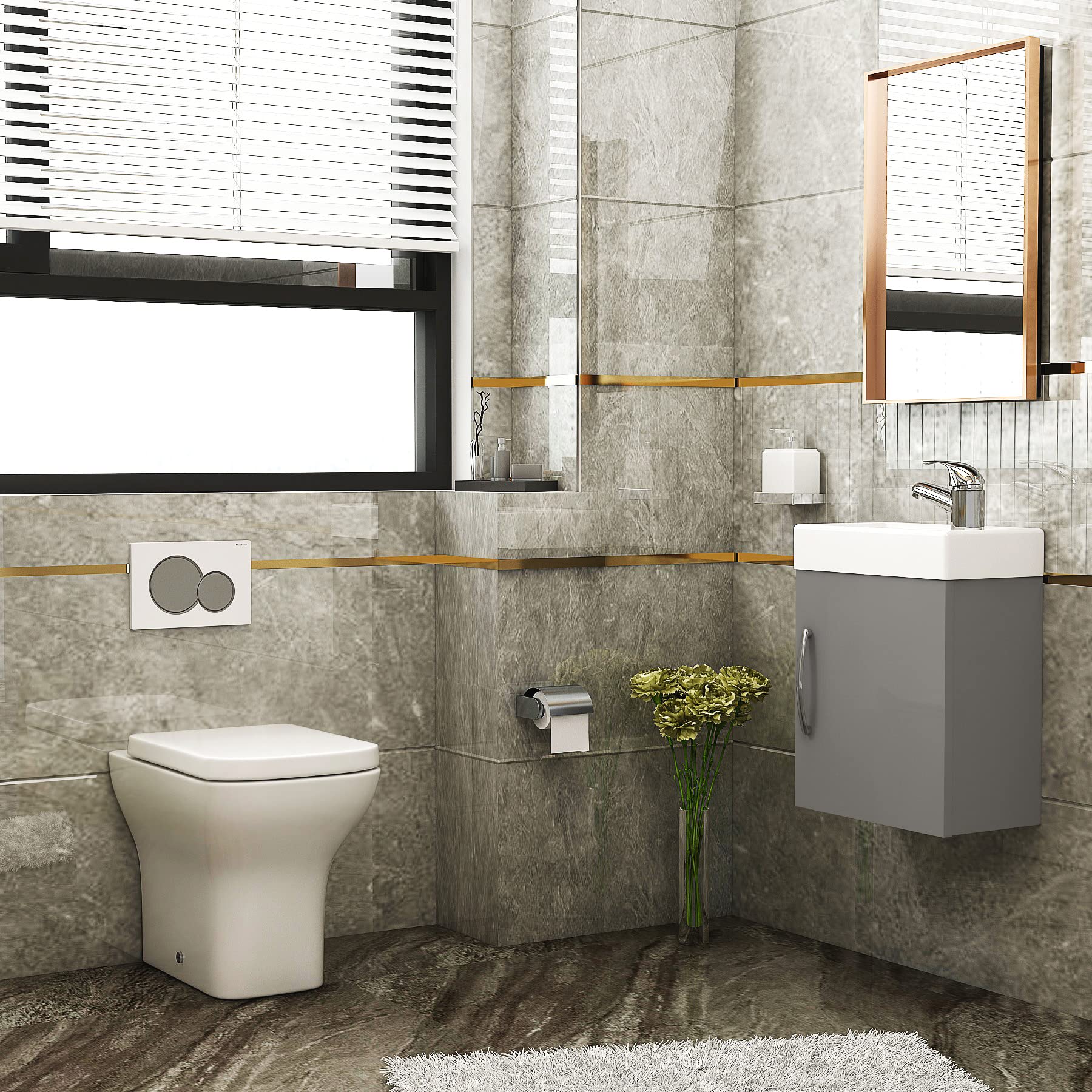 Qubix BTW Toilet Back to Wall Ceramic Pan + Soft Close Seat & Concealed ...